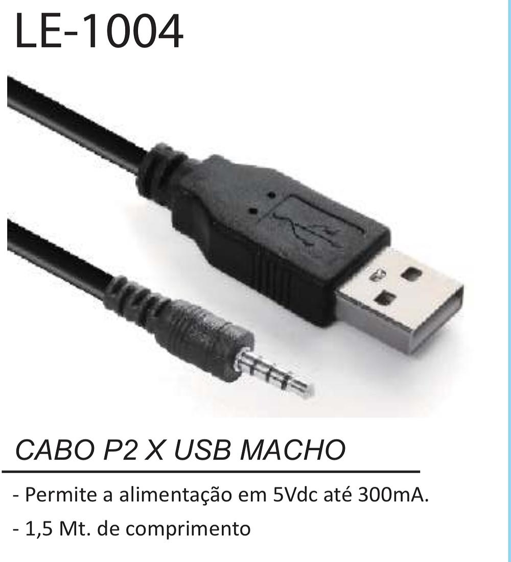 CABO P2 X USB MACHO LE-1004 | LB Eletrônicos e Acessórios